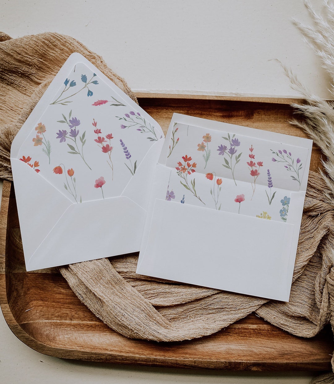 Wildflower Envelope Liner, Printable Envelope Liner, A7 Euroflap Square ...