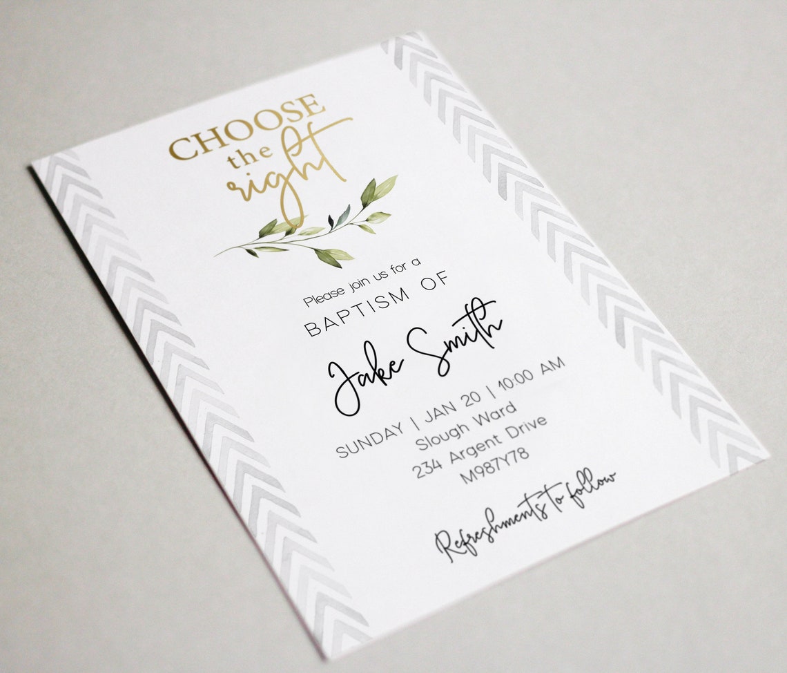 LDS Baptism Invitation Choose the Right Editable Invitation | Etsy
