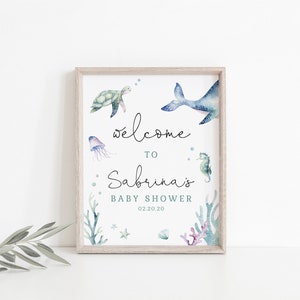 Ocean Welcome Sign Editable Template, Under the Sea Baby Shower, Custom ...