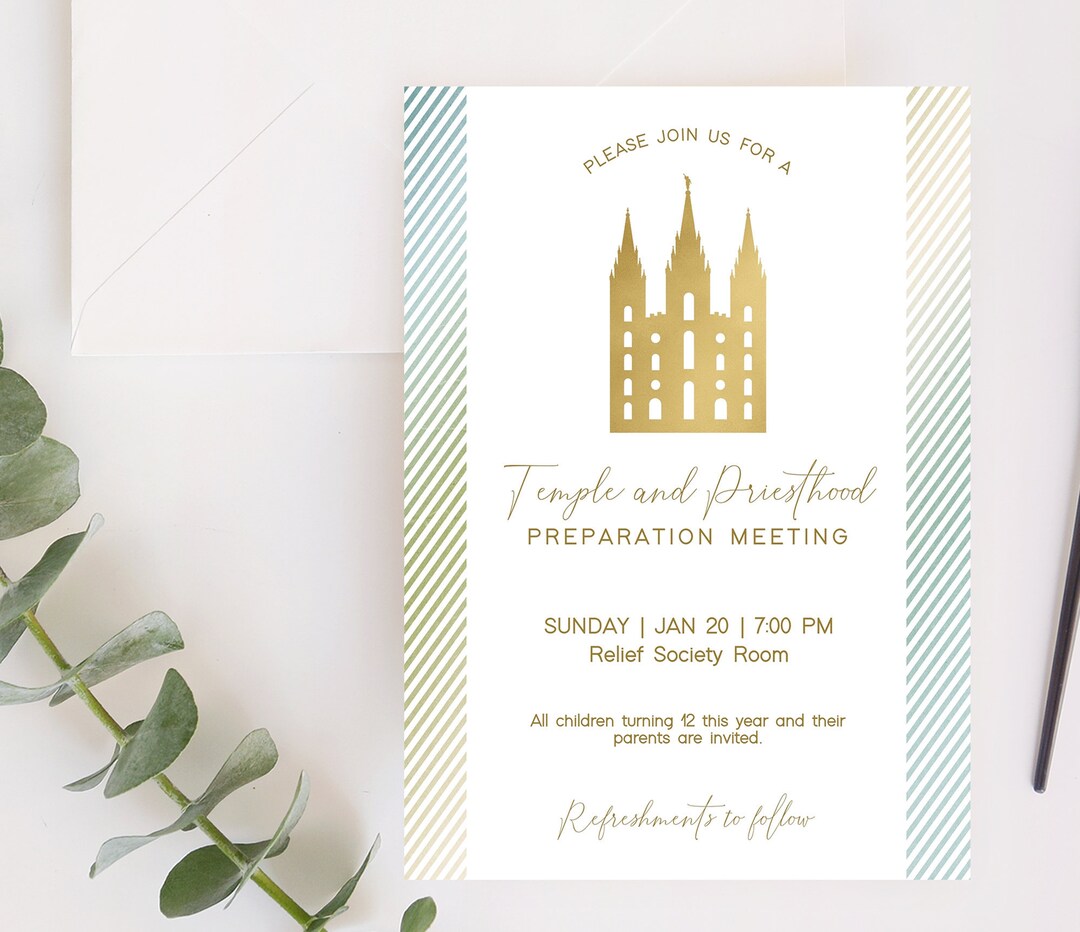 Temple and Priesthood Preparation Meeting, EDITABLE Invitation ...