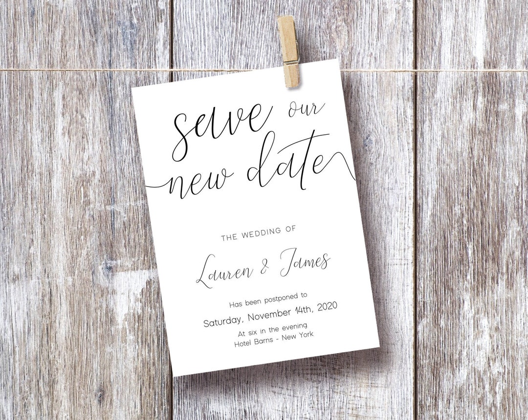 Save Our New Date Card, Change the Date Card, Wedding Date Change ...