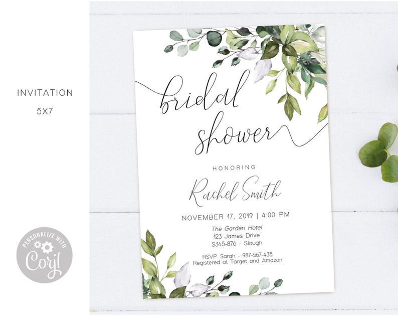 Greenery Bridal Shower Bundle: Editable Signs & Games (instant Download ...