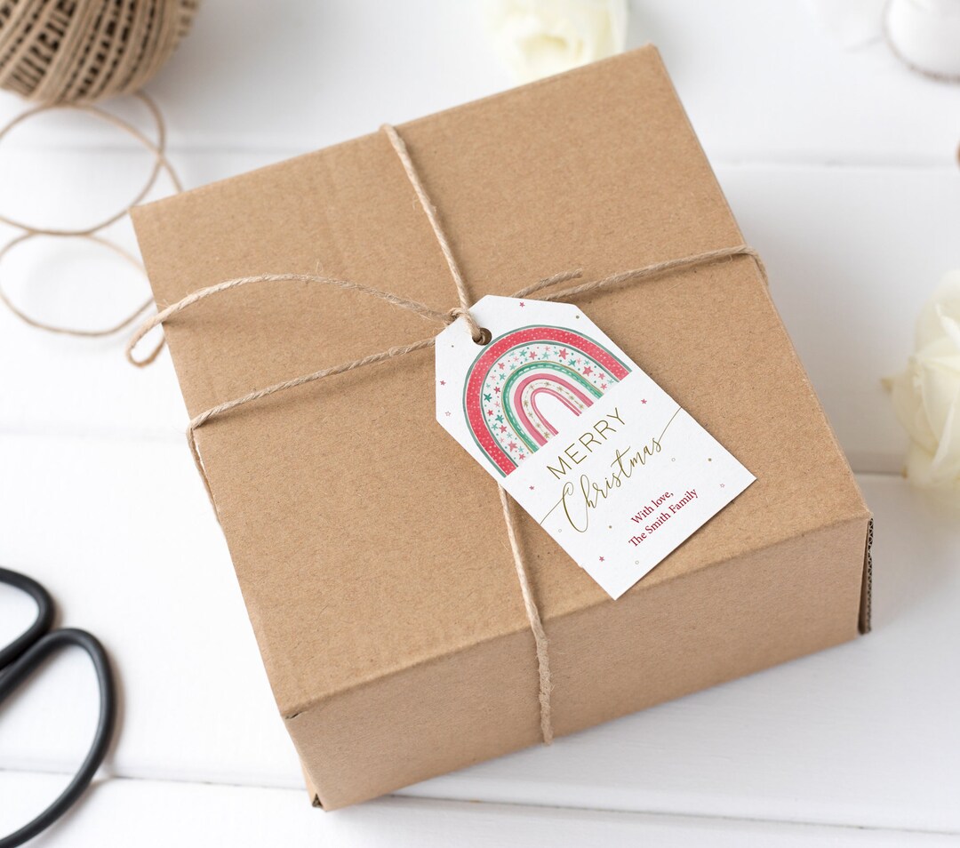 Rainbow Christmas Gift Tag Template, Editable Printable (corjl) CR02 - Etsy