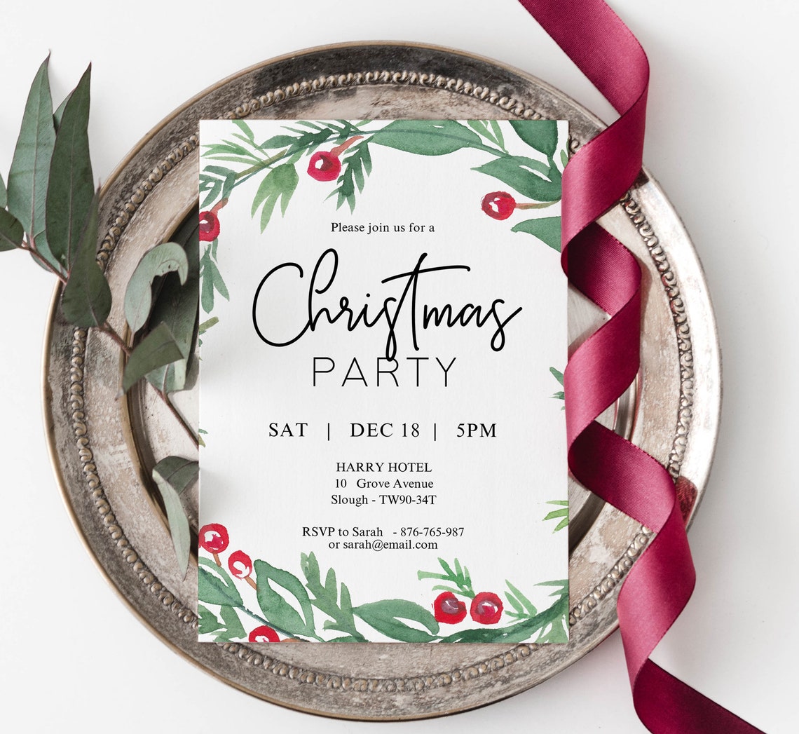 Printable Christmas Invitation Template Christmas Party | Etsy