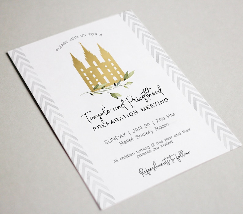 LDS Temple Prep Meeting Invitation: Editable Printable (instant ...