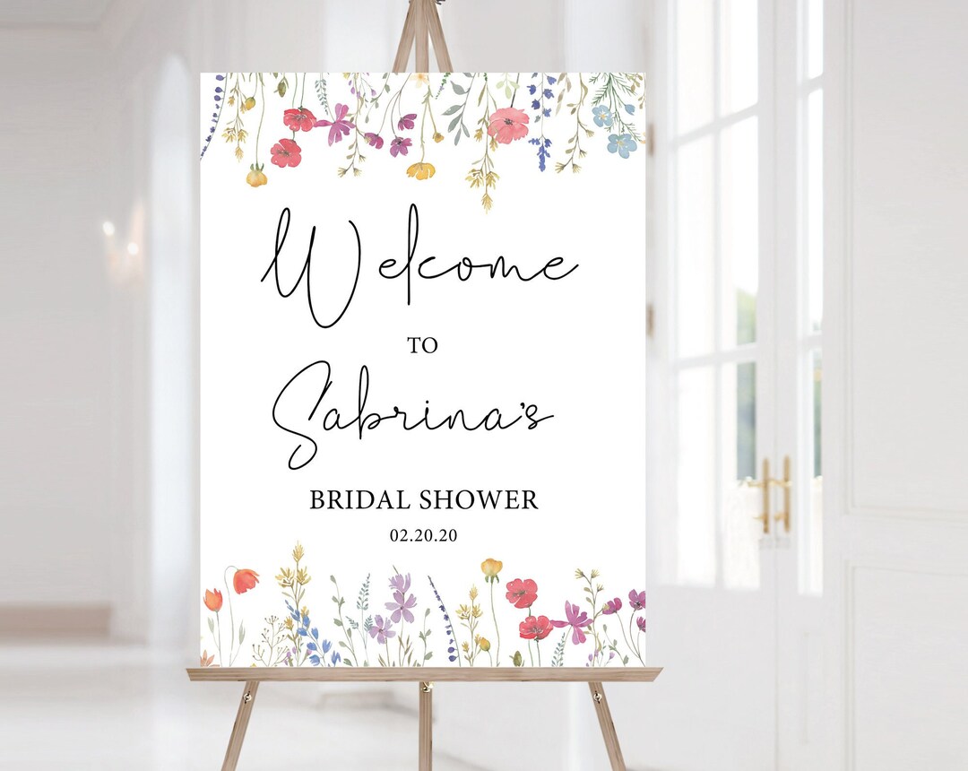 Wildflower Welcome Signs, Bridal Shower Welcome Sign, Custom Sign ...