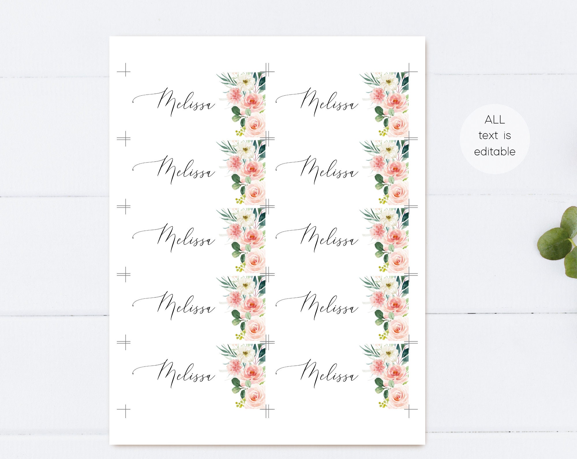 Blush Floral Place Card Template Editable Place Card - Etsy