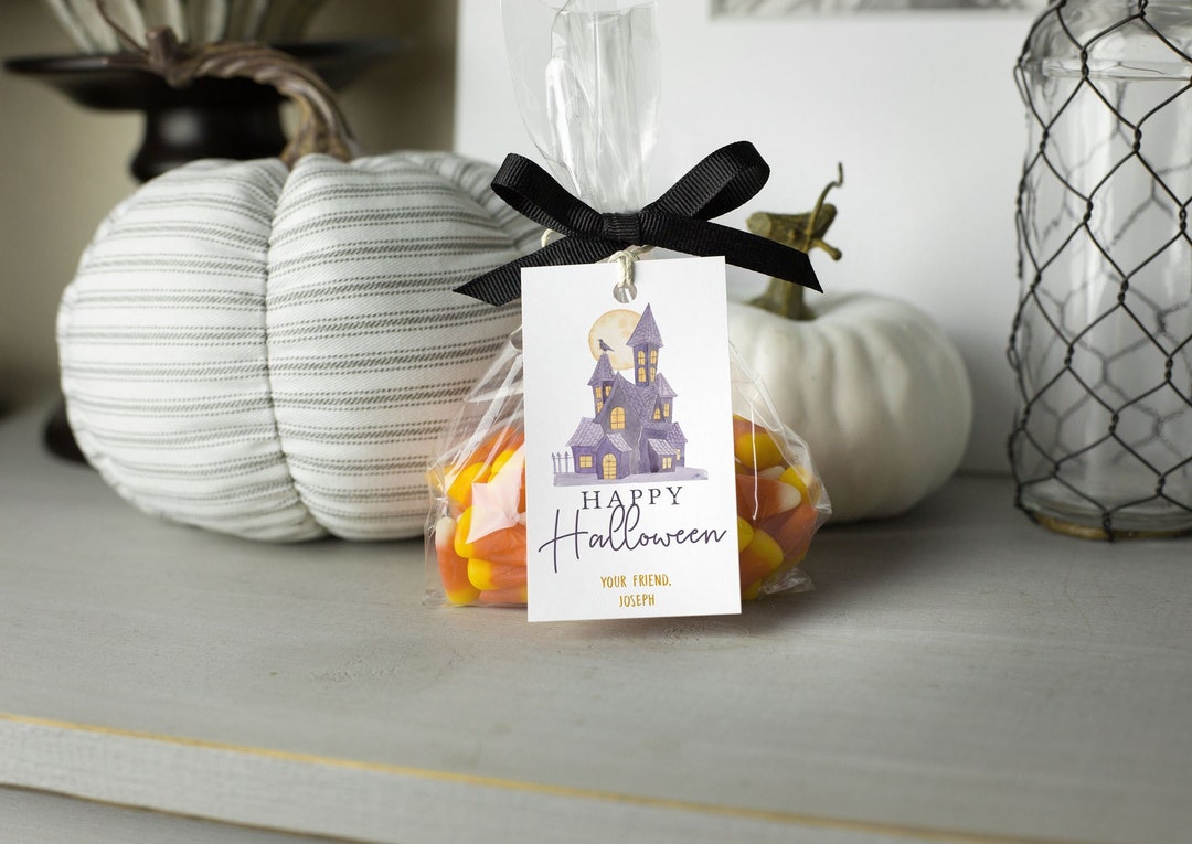 Editable Halloween Favor Tags, Halloween Party Tag, Trick or Treat ...