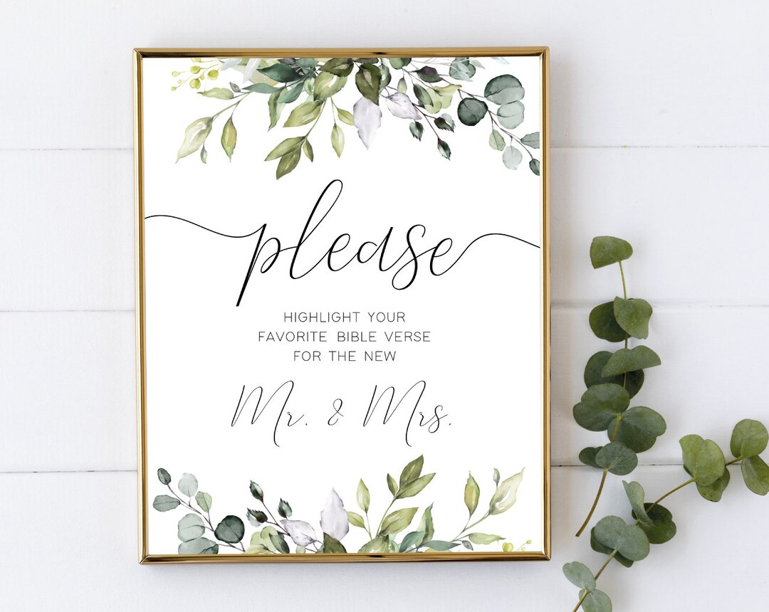 Wedding Bible Verse Sign, Please Highlight Your Favorite Bible Verse ...