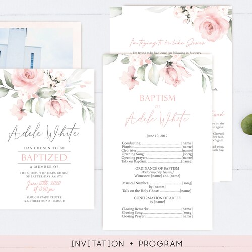 EDITABLE LDS Baptism Program Template Printable Baptism | Etsy