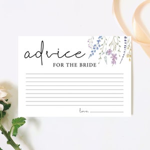 Advice for the Bride Cards, Advice Card Bridal Shower Game, Wildflower ...