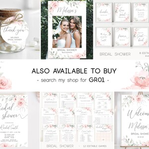 Blush Pink Floral Place Card Template: Editable Seating Card (digital ...