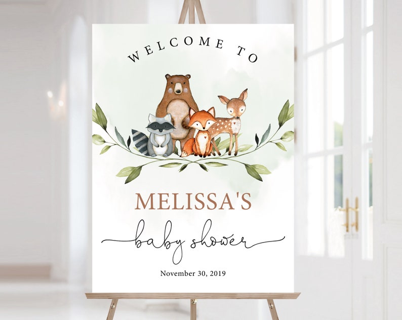 Woodland Animals Baby Shower Welcome Sign EDITABLE Welcome | Etsy