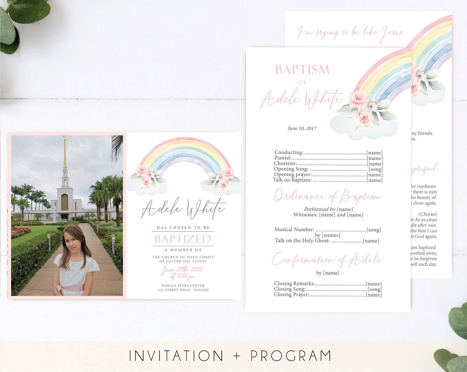 Editable LDS Baptism Program Printable LDS Baptism - Etsy