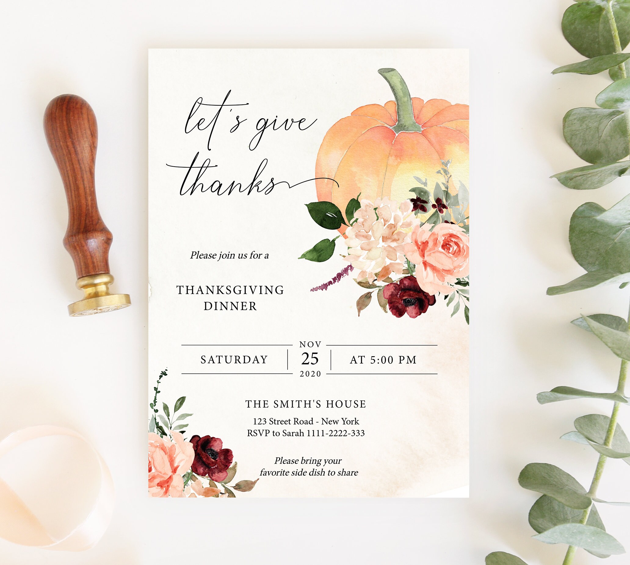Thanksgiving Invitation Thanksgiving Dinner Invitation | Etsy