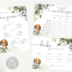 Dog Baby Shower Games Bundle, Dog Theme Baby Shower Games Template ...