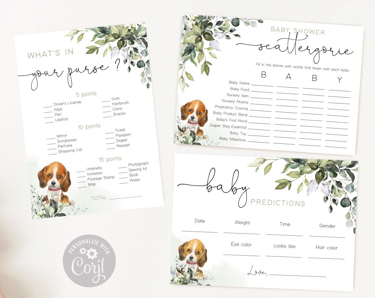 Dog Baby Shower Games Bundle Dog Theme Baby Shower Games - Etsy Canada