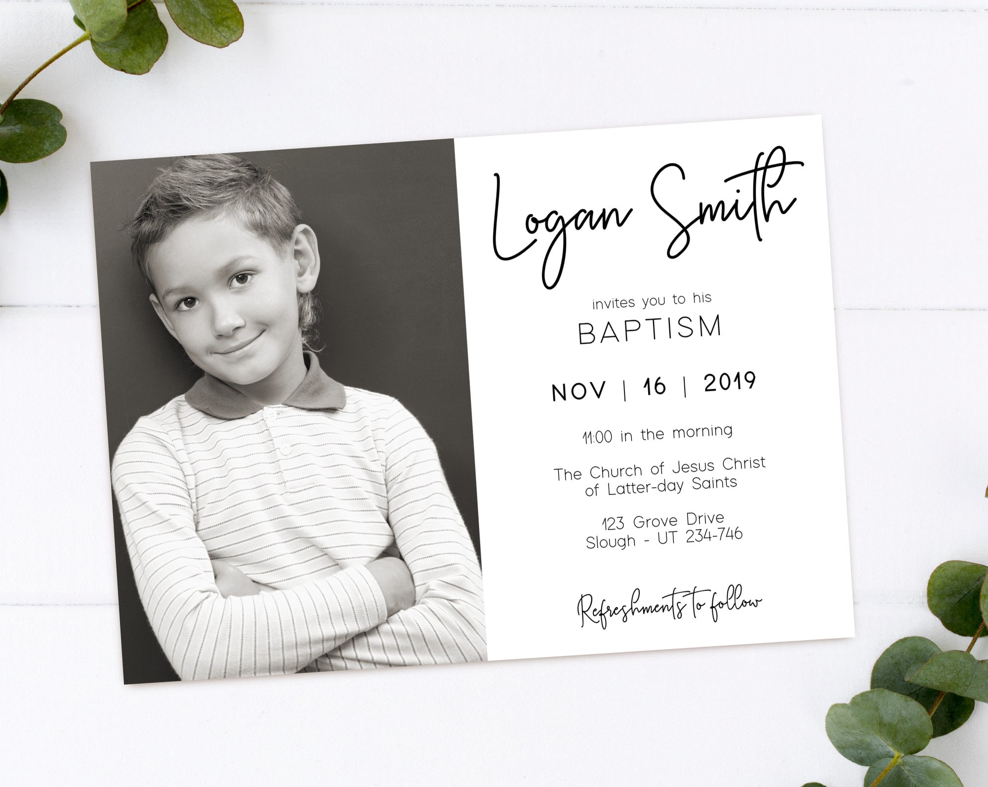 EDITABLE LDS Baptism Invitation Template Printable Baptism | Etsy