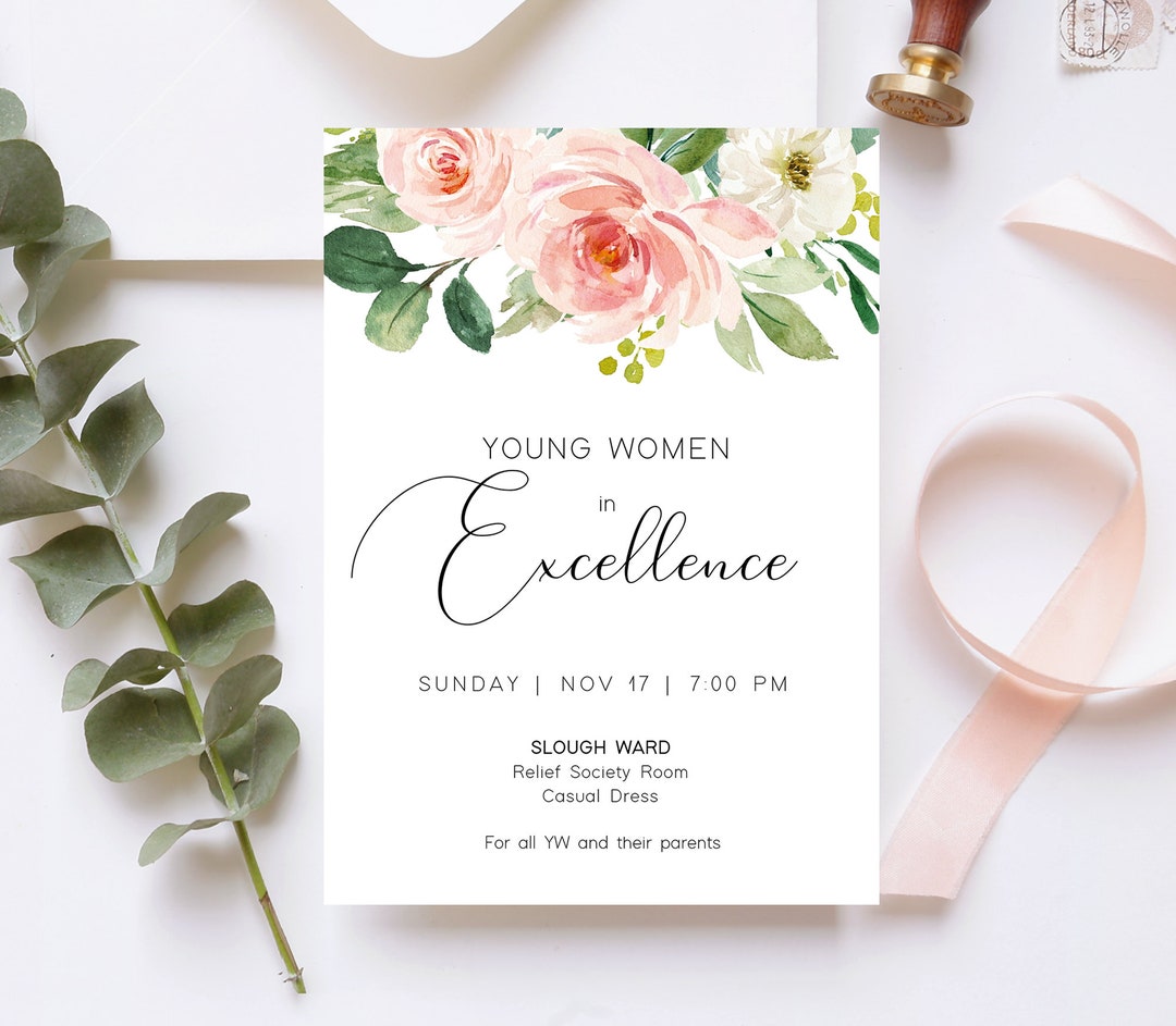 Young Women in Excellence Invitation: Floral Design (editable, Instant ...