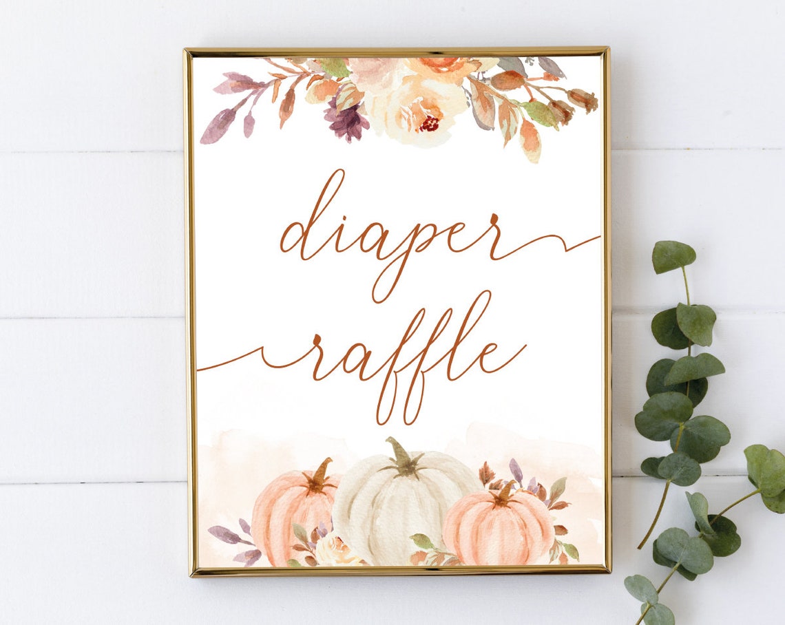 Diaper Raffle Sign Pumpkin Baby Shower Sign Fall Baby Shower - Etsy