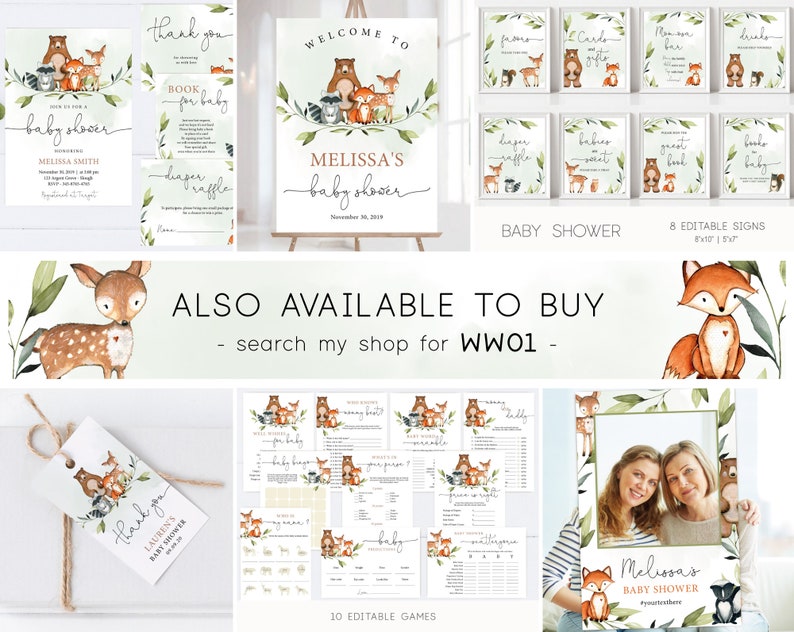 Woodland Animals Baby Shower Welcome Sign EDITABLE Welcome | Etsy