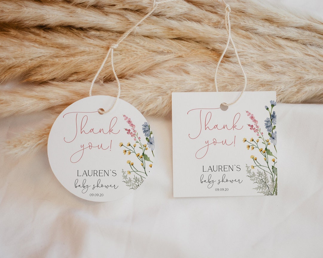 Wildflowers Favor Tag Template, Editable Thank You Tag Template, Favor ...