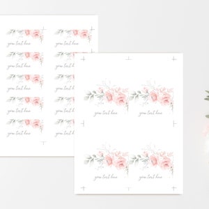 Blush Pink Floral Place Card Template: Editable Seating Card (digital ...