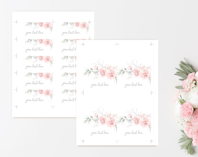 Blush Pink Floral Place Card Template: Editable Seating Card (digital ...