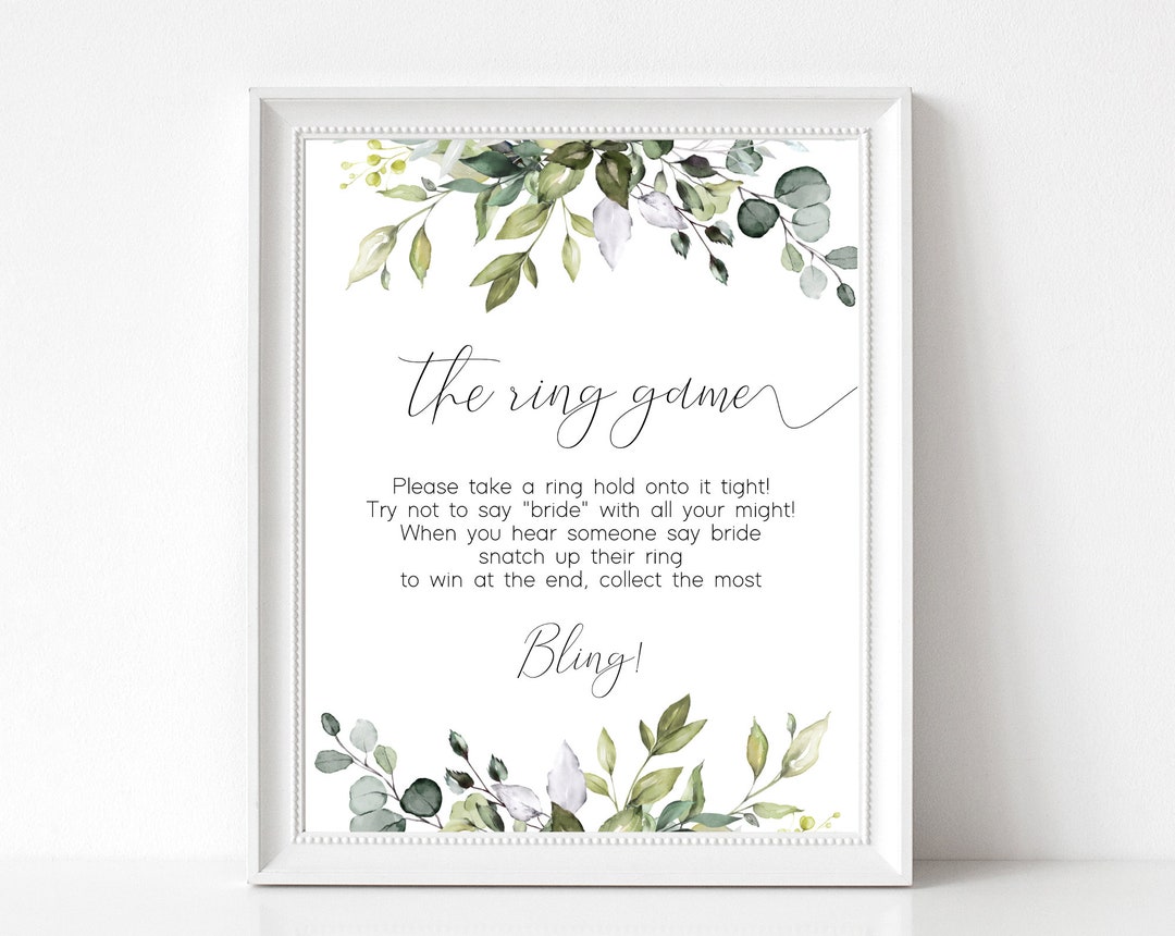 The Ring Game Sign, Greenery Sign, Editable Sign, Greenery the Ring ...