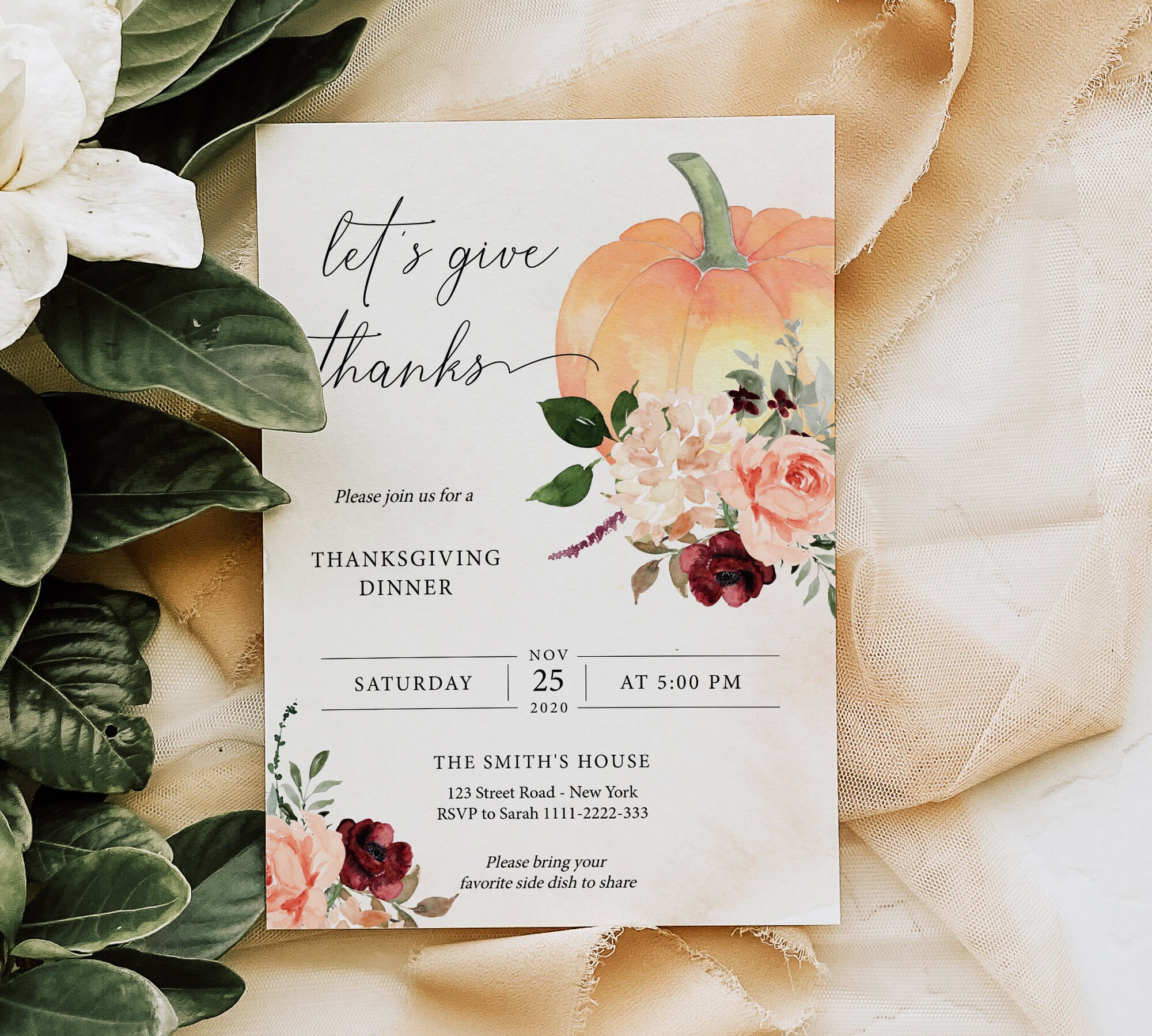 Thanksgiving Invitation Thanksgiving Dinner Invitation | Etsy