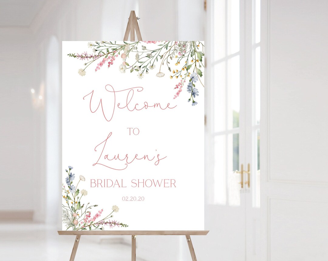 Wildflower Welcome Sign Poster, Floral Bridal Shower Welcome Sign ...
