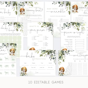 Dog Baby Shower Games Bundle, Dog Theme Baby Shower Games Template ...