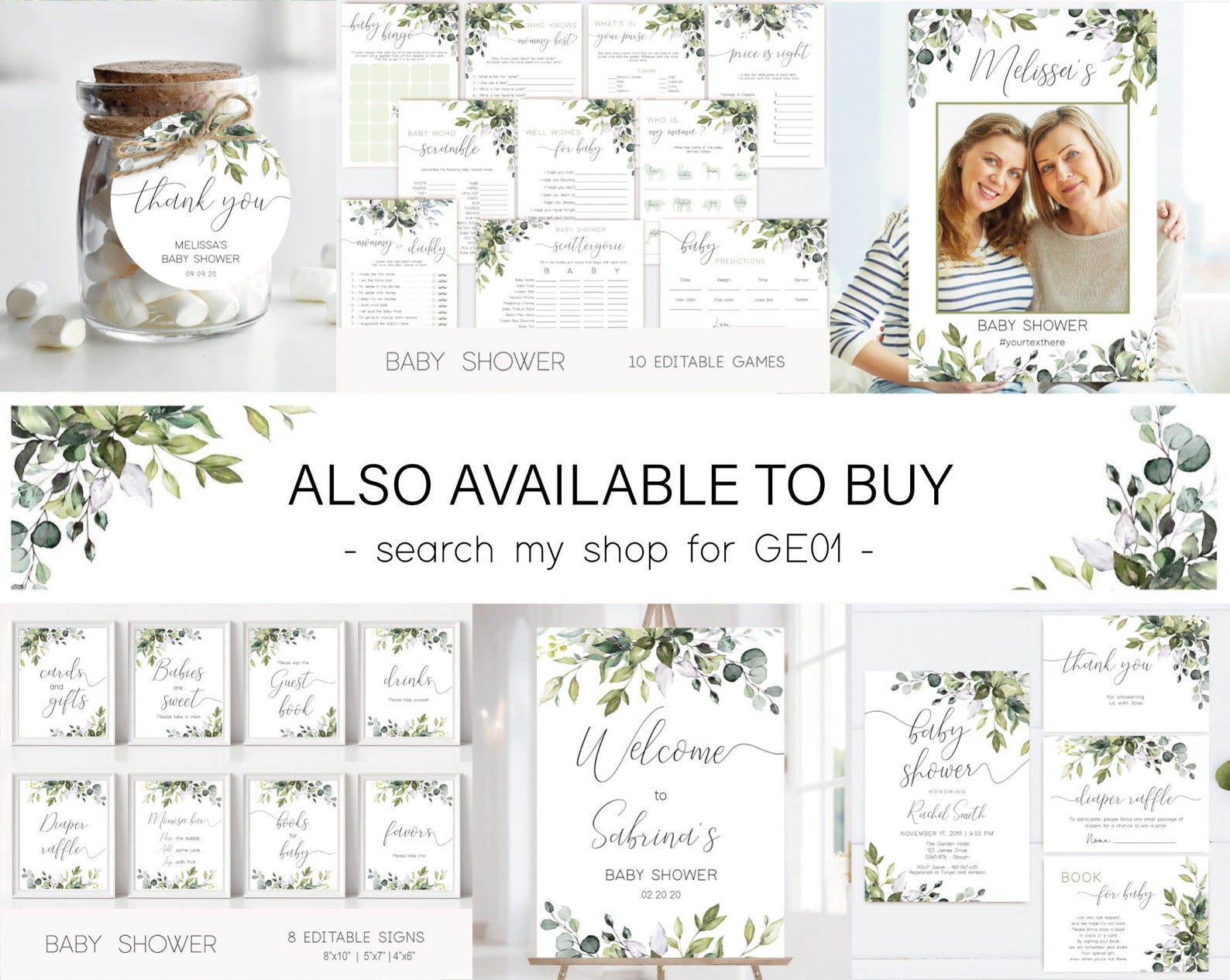 Greenery Signs Baby Shower Signs Custom Sign Printable - Etsy