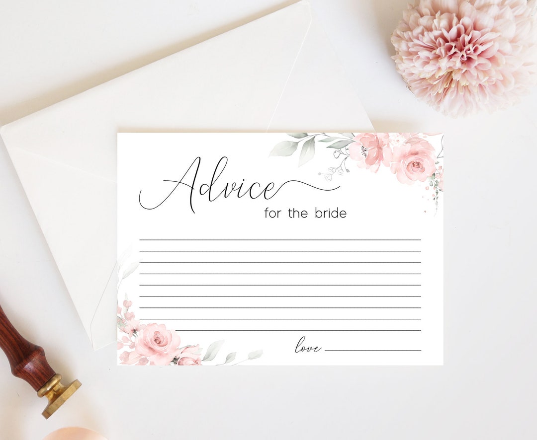 Advice for the Bride Cards, Advice Card Bridal Shower Game, Blush Pink ...