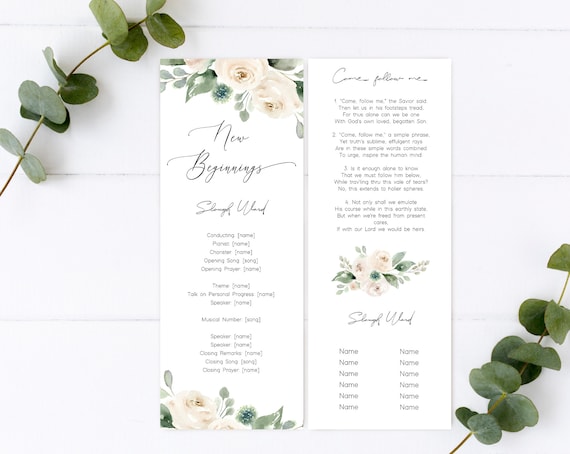 New Beginnings Program Editable Program New Beginnings Young | Etsy