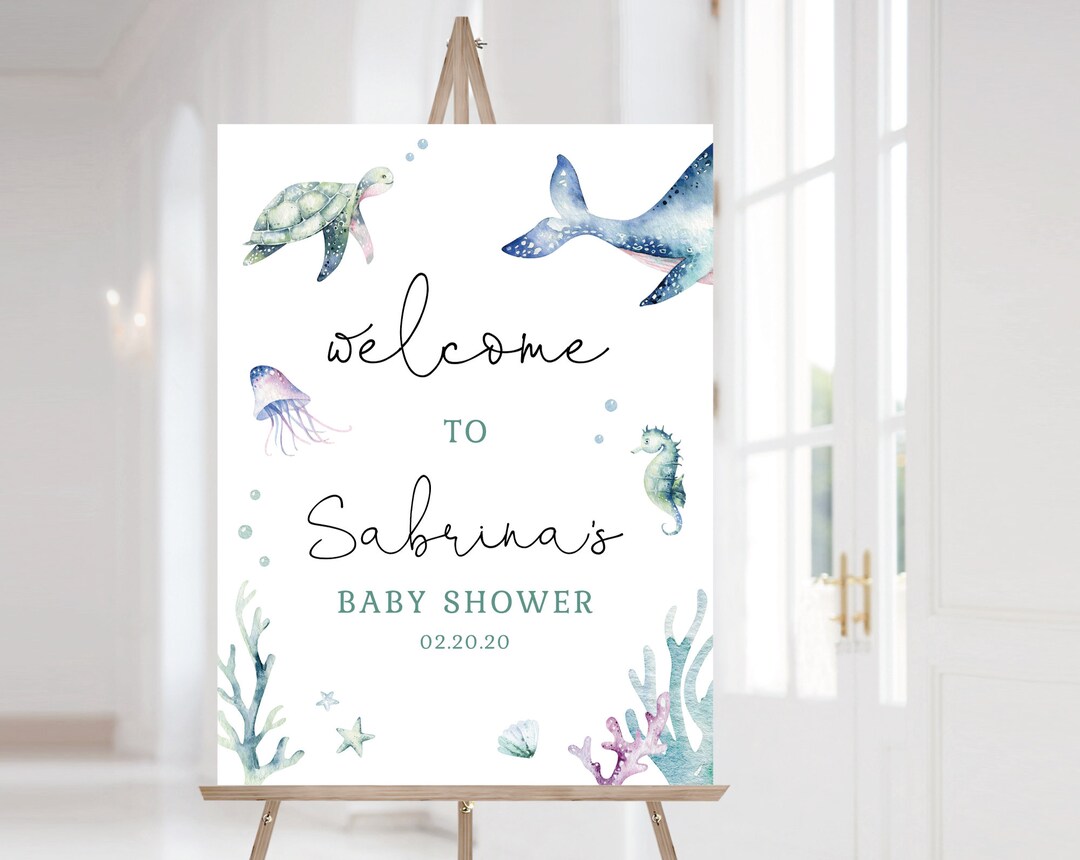 Ocean Welcome Sign Editable Template, Under the Sea Baby Shower, Custom ...
