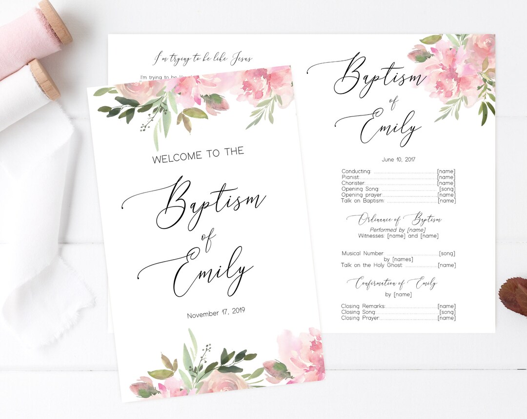Editable LDS Baptism Program Template, Printable Baptism Program, LDS ...