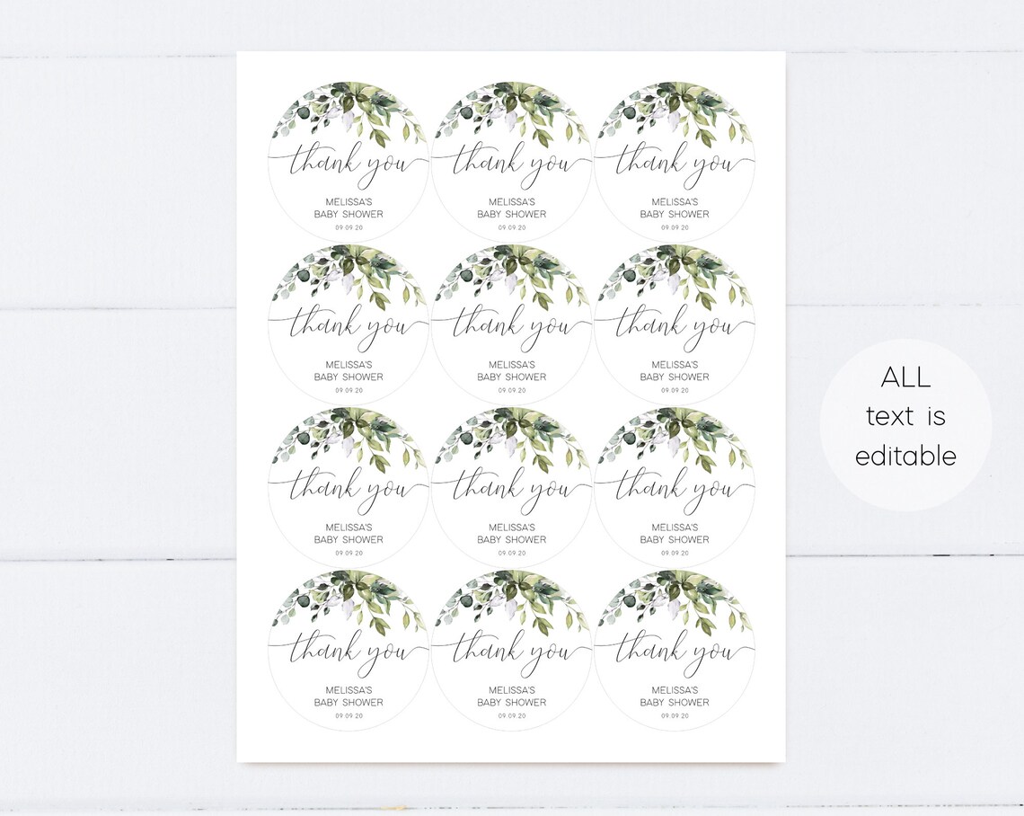 Greenery Favor Tag Template Editable Thank You Tag Template - Etsy