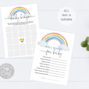 Rainbow Baby Shower Games Bundle, Baby Shower Games Template, Rainbow ...