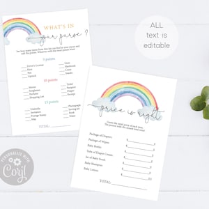 Rainbow Baby Shower Games Bundle, Baby Shower Games Template, Rainbow ...