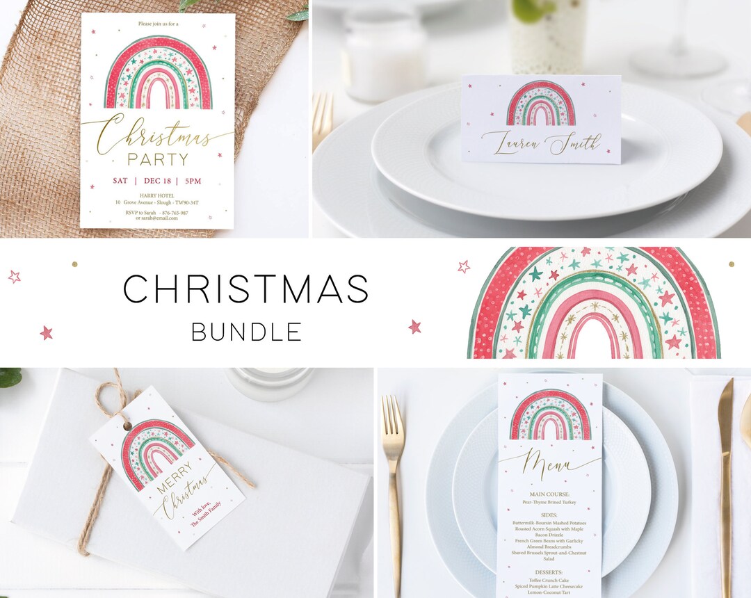 Christmas Party Bundle, Editable Invitation, Printable Christmas Party ...