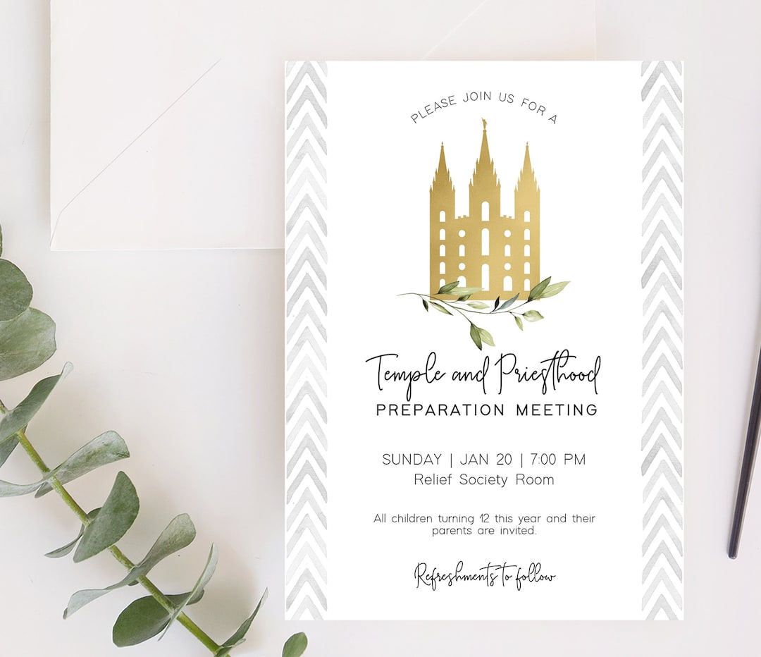 LDS Temple Prep Meeting Invitation: Editable Printable (instant ...