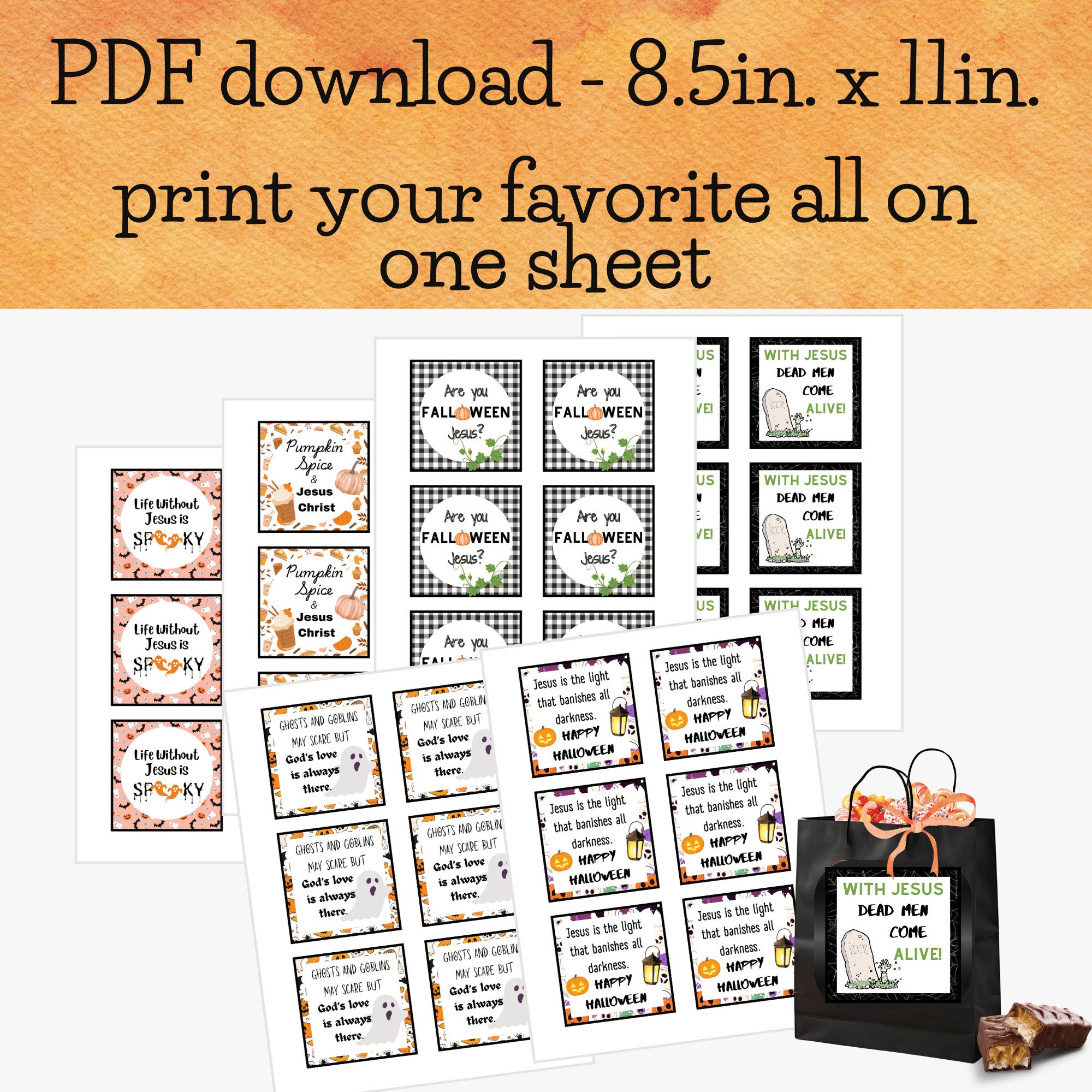 Christian Halloween Treat Tags - Candy Gift Labels With Messages About ...