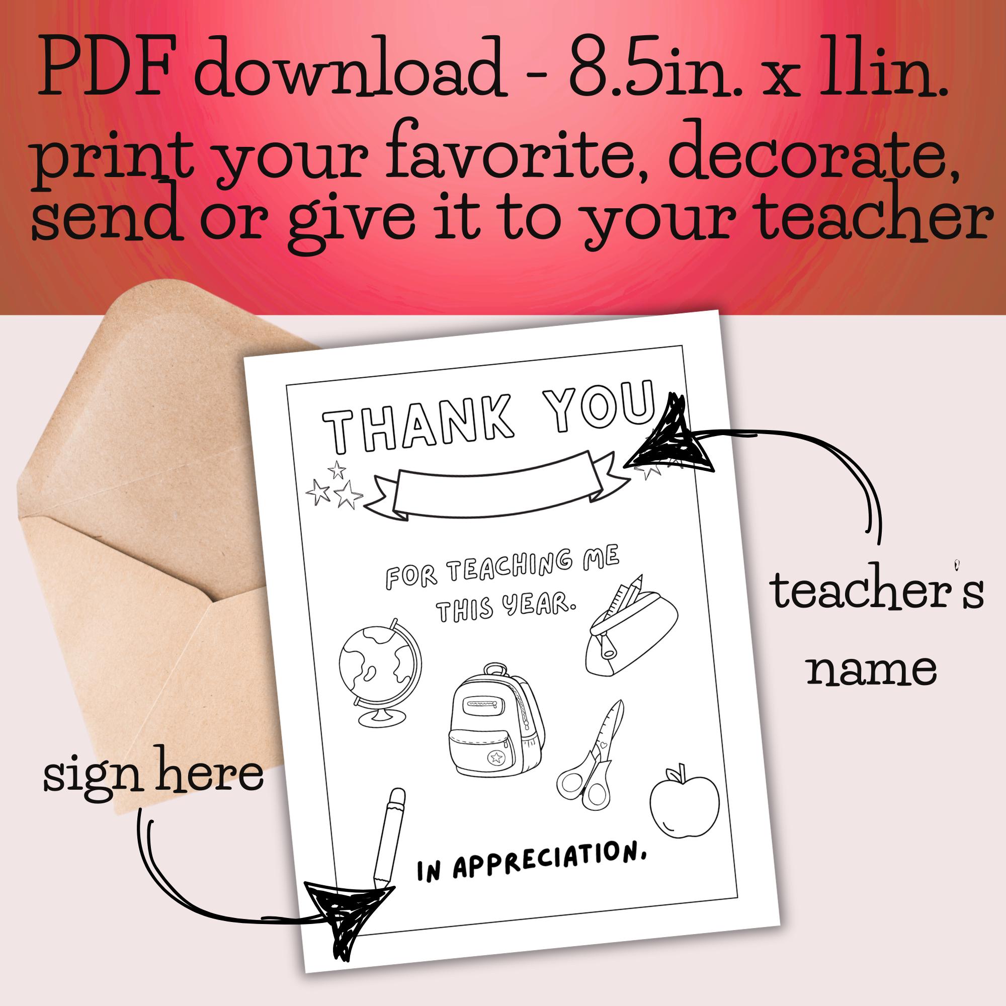 Teacher Appreciation Coloring Pages - Thank You Pages for Teacher ...