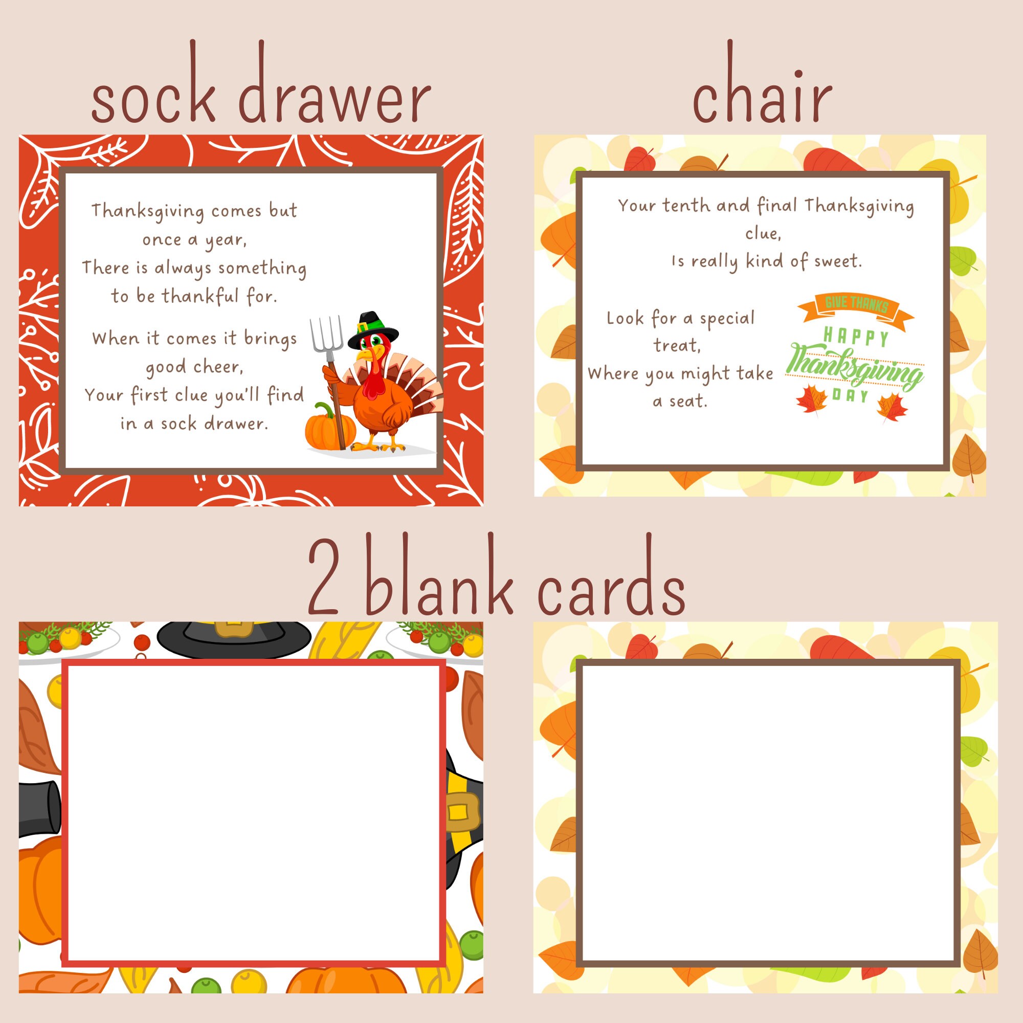 Thanksgiving Clue Hunt - 10 Clues for Children - Indoors - Rhyming ...