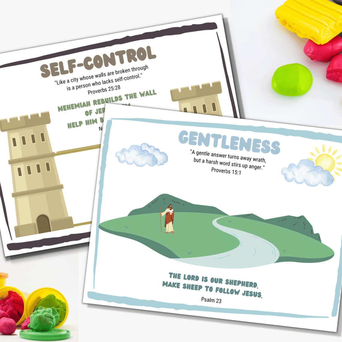 Fruit of the Spirit Playdough Mats - Bible Activity With Playdoh ...