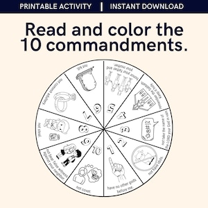 Ten Commandments Bible Spinner Wheel | Sunday School Craft Activity ...
