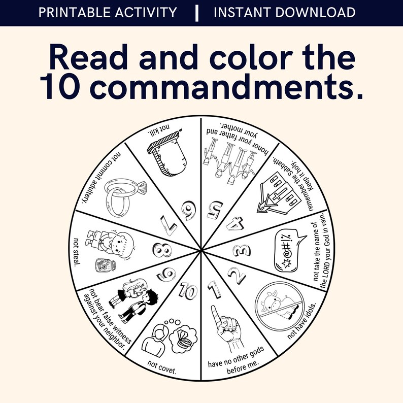 Ten Commandments Bible Spinner Wheel | Sunday School Craft Activity ...