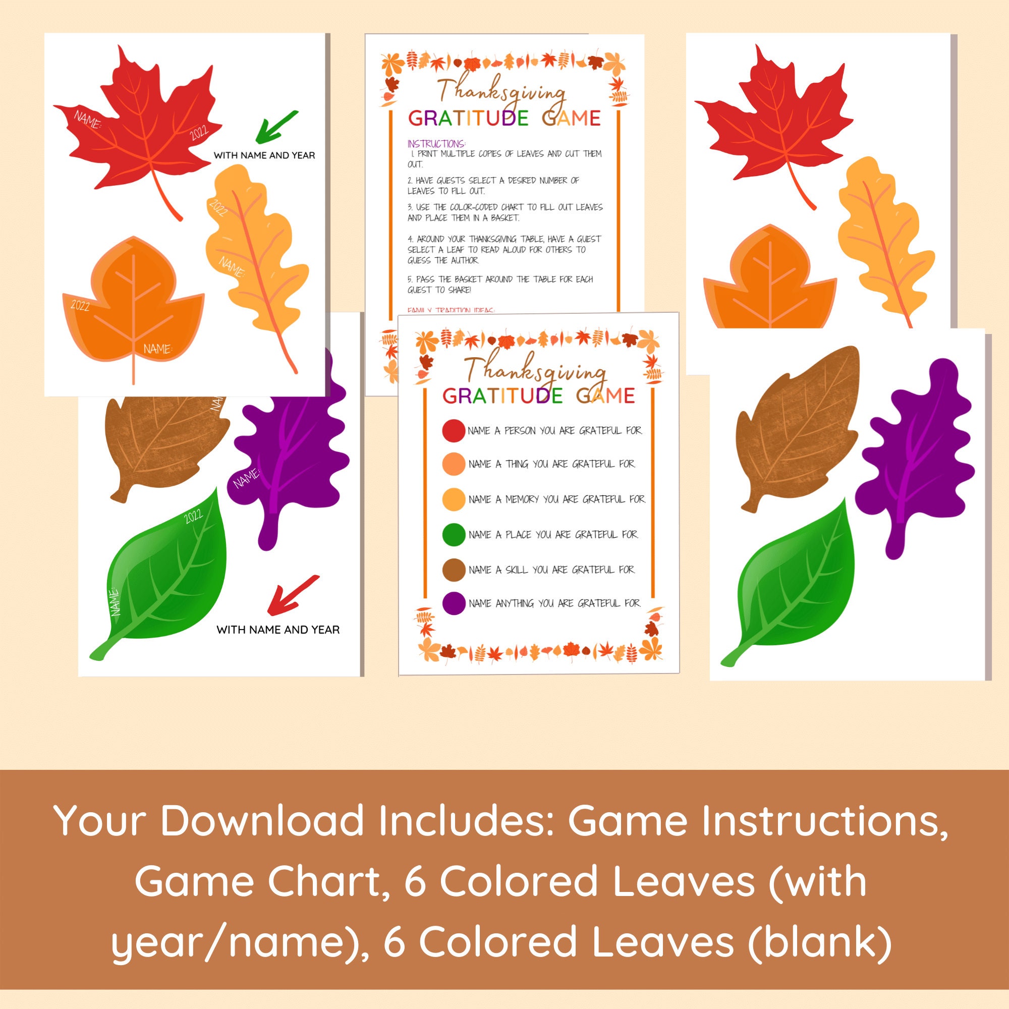 Thanksgiving Gratitude Game for Family - Instant Digital Download ...