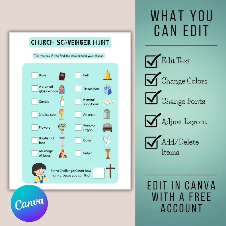 Church Scavenger Hunt for Younger and Older Kids and Teens - Indoor ...